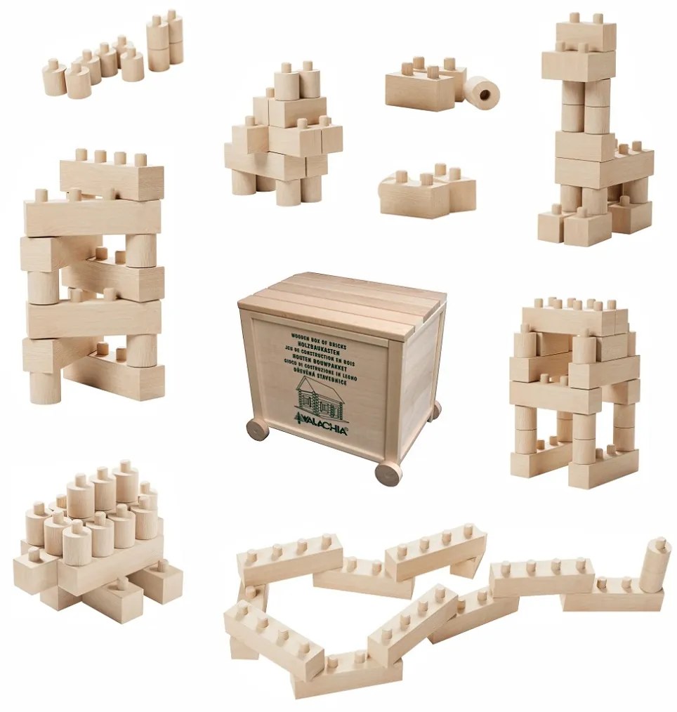 Walachia Dřevěná skládací stavebnice Construct easy box 138 dílů