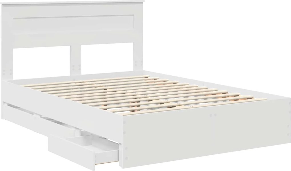 Rám postele se zásuvkou Bílá 160 x 200 cm Inženýrské dřevo 3409833