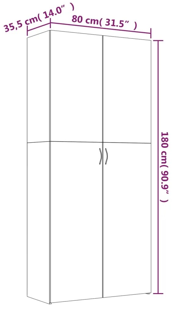 Botník šedý sonoma 80 x 35,5 x 180 cm kompozitní dřevo - Default Title