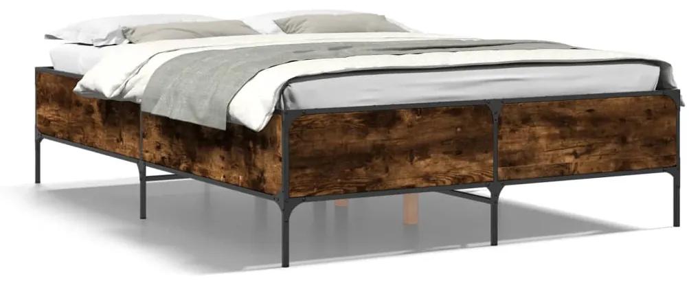 Rám postele kouřový dub 160 x 200 cm kompozitní dřevo a kov - Default Title