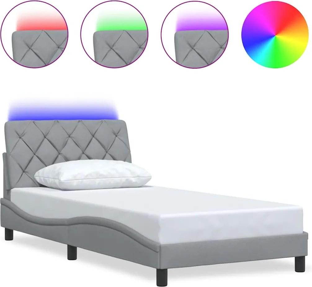 Rám postele s LED bez matrace Světle šedá 100x200 cm Látka 3310650