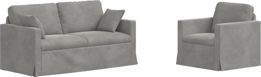 Set pohovek 2 ks Světle šedá samet 3407551
