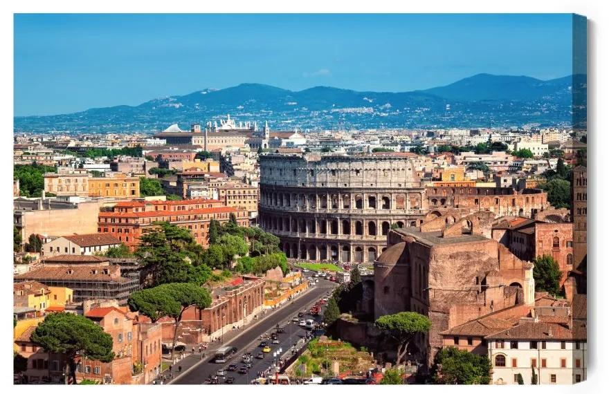 Obraz Panorama Říma 3D Nedostatek Nedostatek Přírodní plátno 120x80