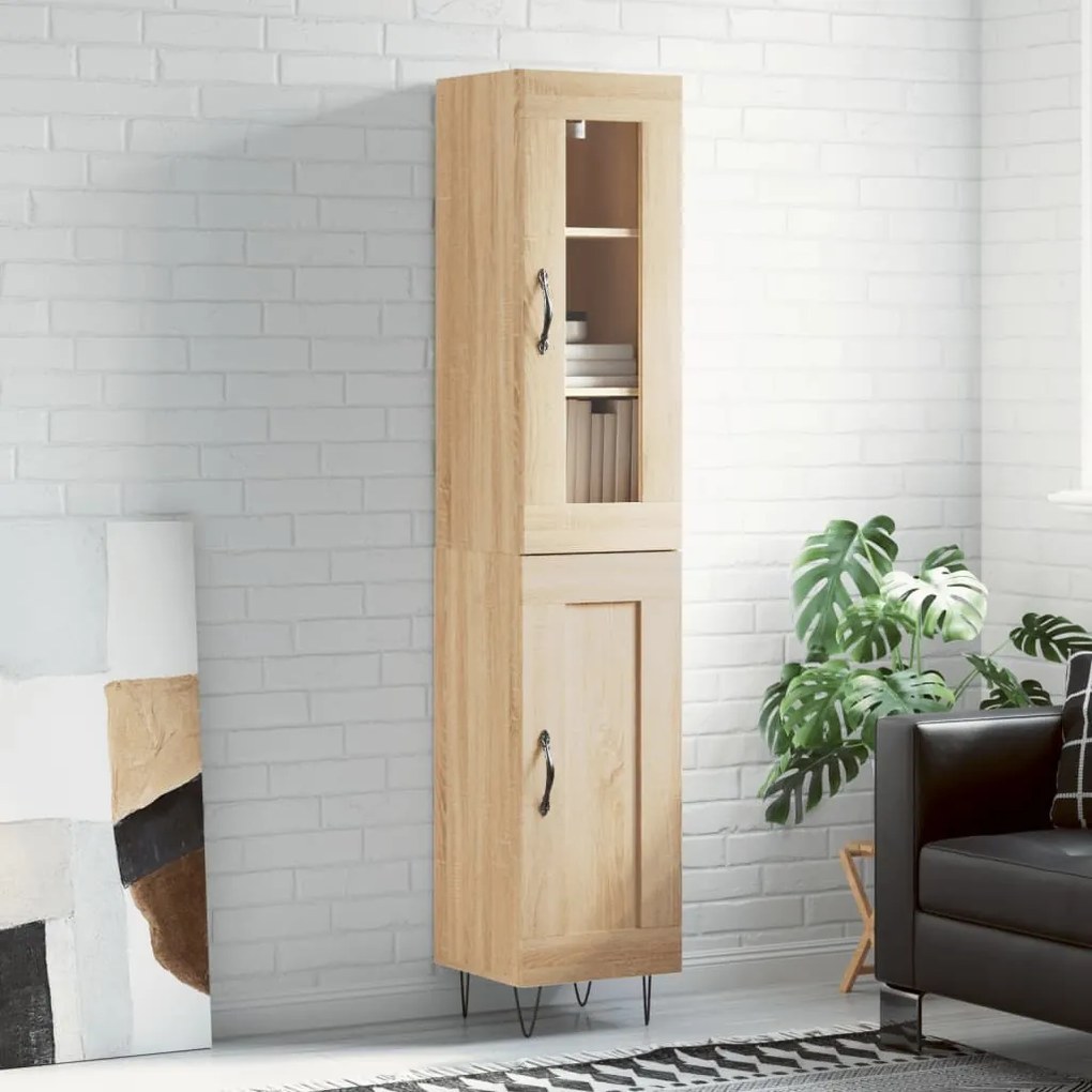 vidaXL Skříň highboard 34,5 x 34 x 180 cm kompozitní dřevo [3199524] Barva: Betonová šedá