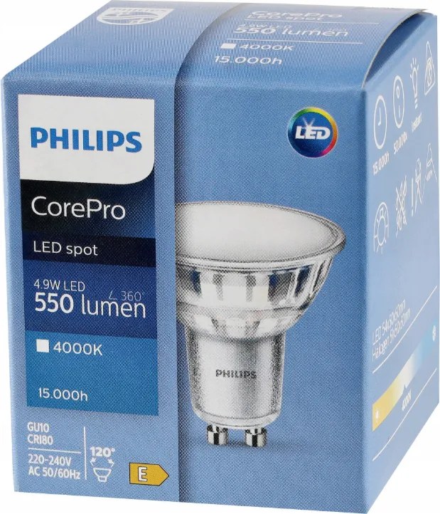 SADA 3x žárovka Philips GU10 4,9W 550lm 112lm/W 4000K EyeComfort
