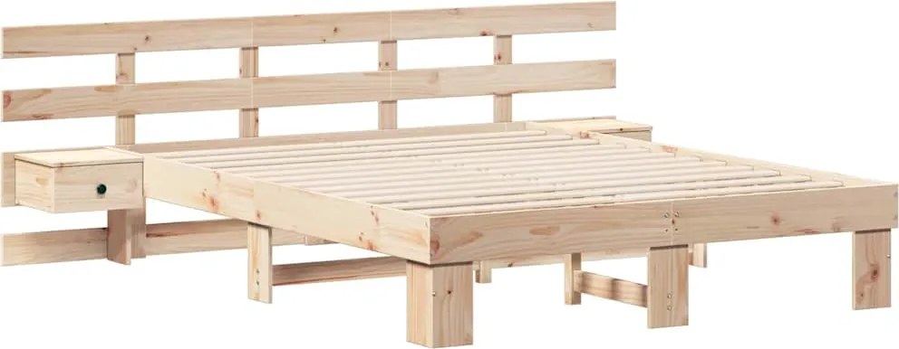 Rám postele s čelo Hnědá 150 x 200 cm Masivní borové dřevo 3385685