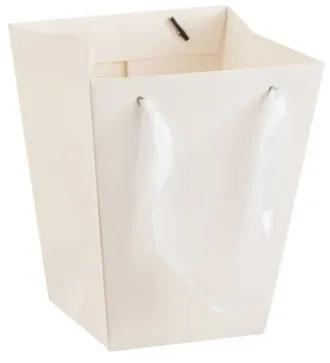 Bílý květináč ve tvaru dárkové tašky - 17*17*20 cm