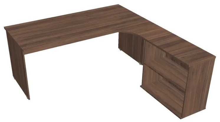 Sestava stolu a skříně levá 180 cm - Hobis Gate GE 1800 H L Dekor stolové desky: ořech, Dekor lamino podnože: ořech