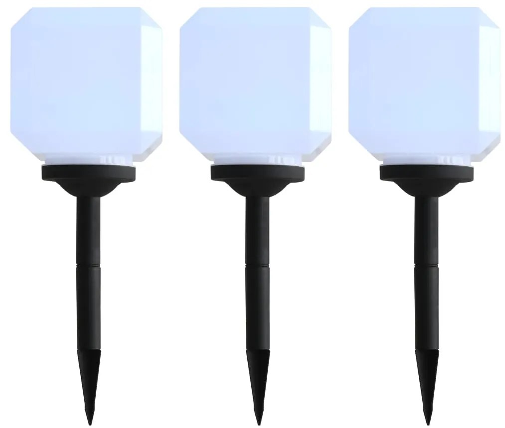 44462 vidaXL Zahradní solární lampy 3 ks LED krychlové 20 cm bílé