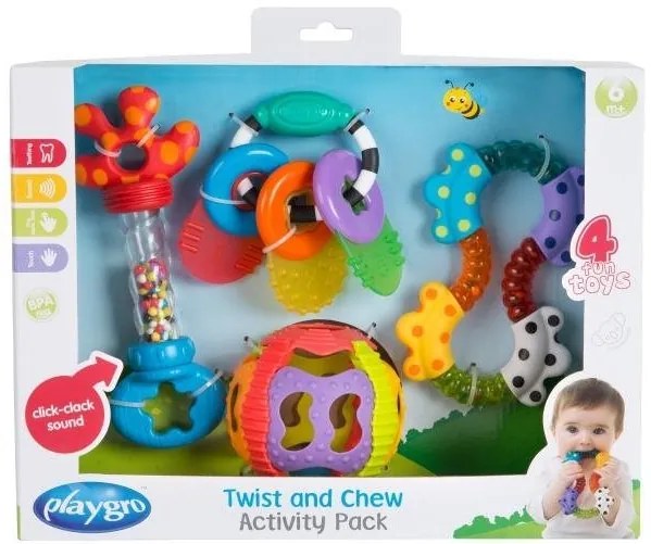 Chrastítko playgro dárkový set s chrastítky a kousátky