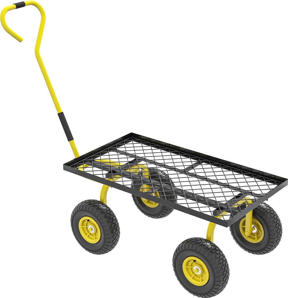 Outsunny Zahradní Transportní Kára Rukávový Vozík 4 Kol 94L x 48,5W x 100H cm Max. Nosnost 150 Kg Železo