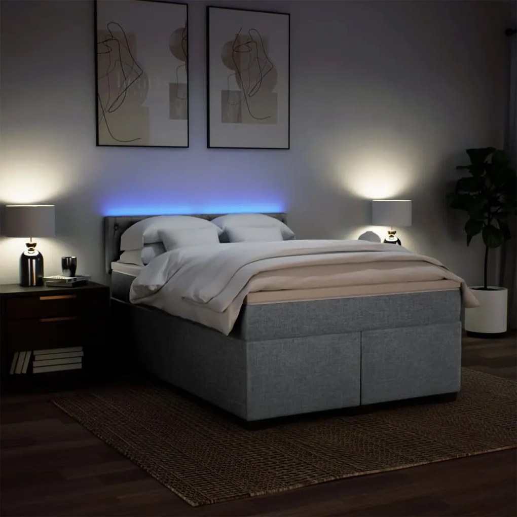 Box spring postel s matrací světle šedá 160 x 200 cm textil 3288246
