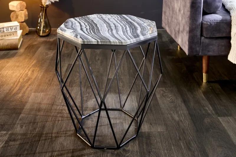 Noble Home Šedý mramorový konferenční stolek Diamond 50 cm