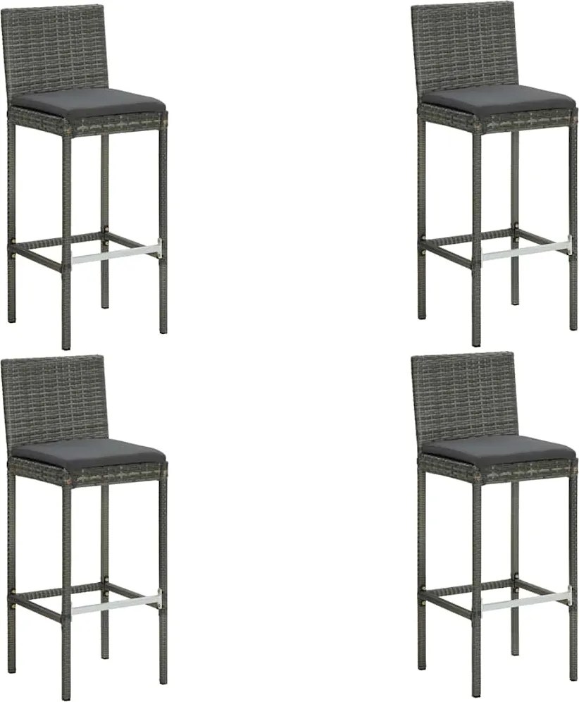 5dílný zahradní barový set s poduškami polyratan šedý 3064767
