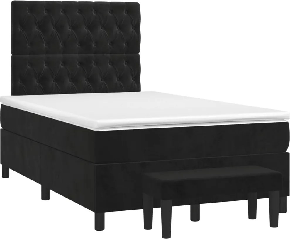 Box spring postel s matrací černá 120 x 200 cm samet 3138015