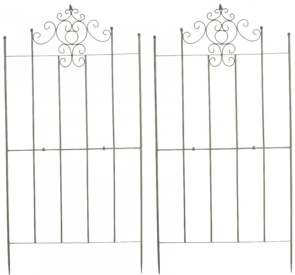 2x Mřížka na popínavé rostliny Paula - 180 x 85,5 cm - Zelená antik