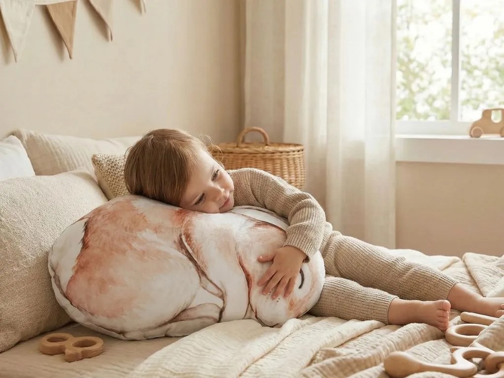 Roztomilý dětský dekorační polštářek KRÁLÍČEK Zvolte rozměr: Klasický 35 x 21 cm