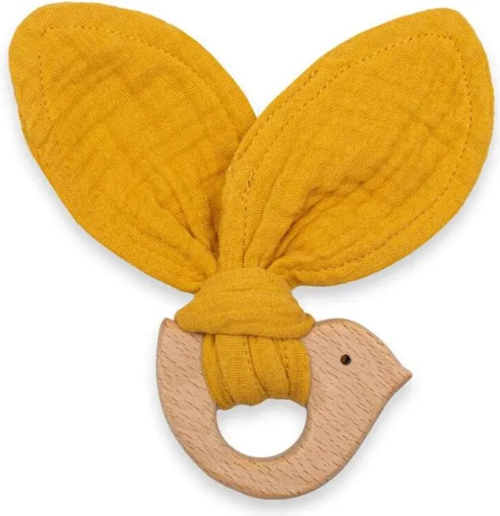 Dětské kousátko s ptáčkem New Baby Bird mustard