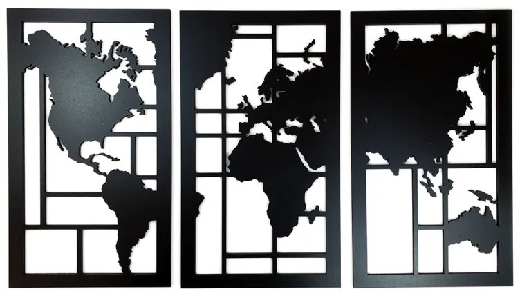 Dřevěná dekorace Mapa černá