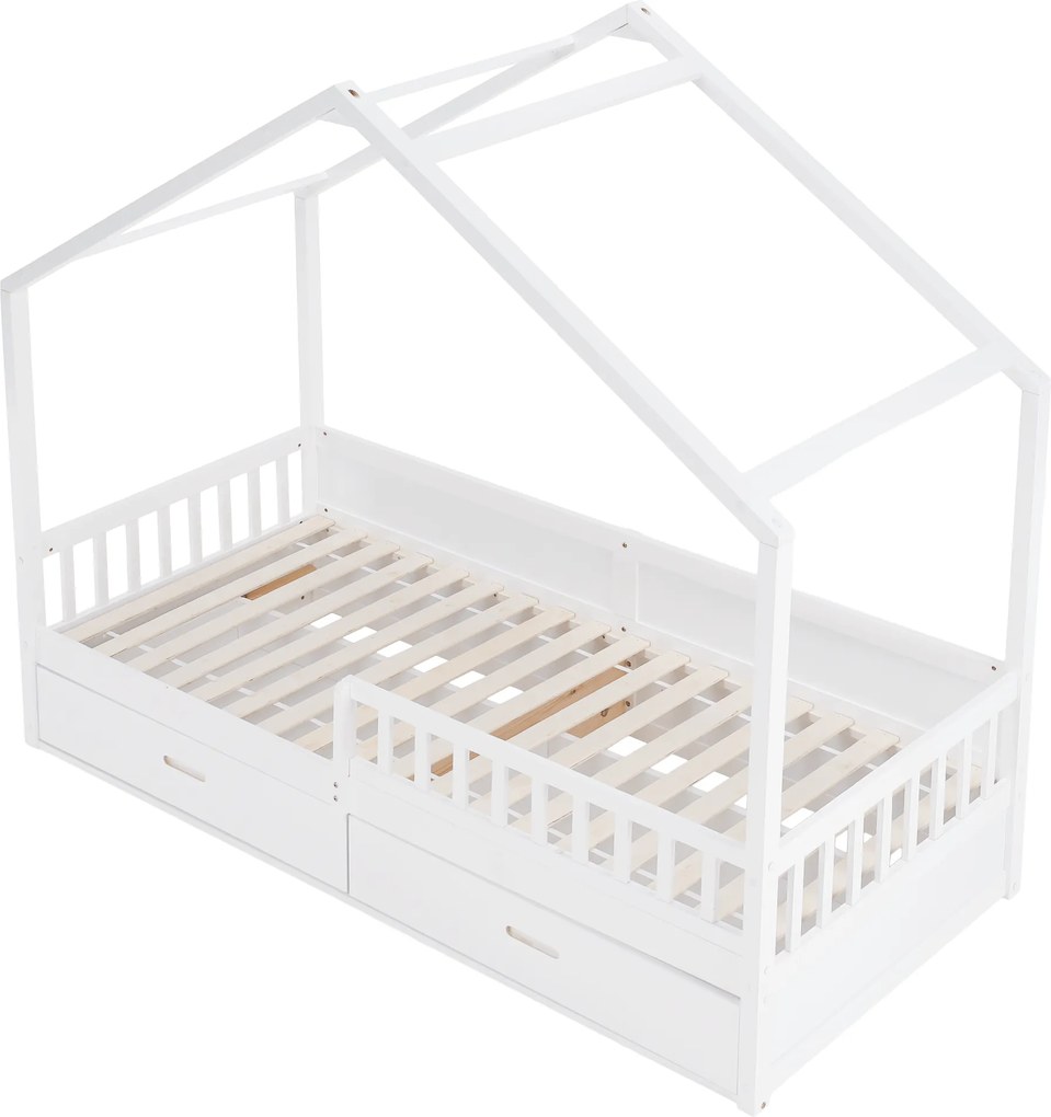 Montessori postel, 90x200, bílá, masiv, BIANKA