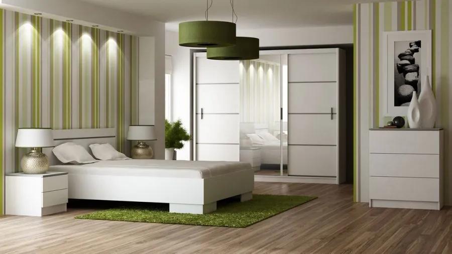 Casarredo - Komfort nábytek Ložnice SANDINO/VISTA bílá (postel 160, skříň, komoda, 2 noční stolky)