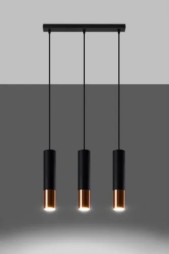 Závěsné svítidlo SOLLUX Loopez 3L GU10 3x40W bez zdroje ocel černá/měděná SL.0948