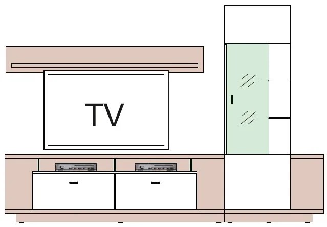 Obývací stěna Sena kombi, dub kronberg/bílá