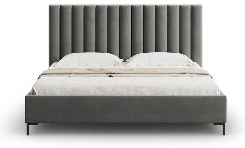 Šedá čalouněná dvoulůžková postel s úložným prostorem s roštem 160x200 cm Casey – Mazzini Beds