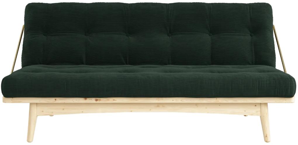 Tmavě zelená manšestrová trojmístná rozkládací pohovka Karup Design Folk 190 cm