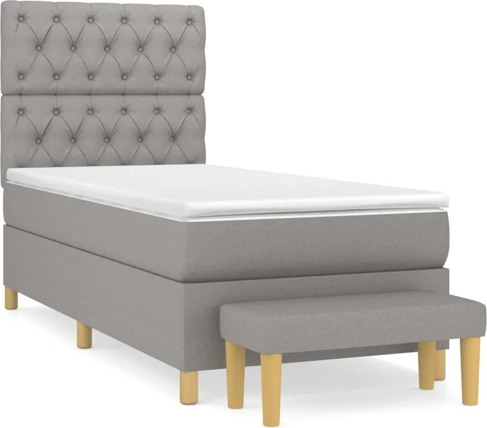 Box spring postel s matrací světle šedá 80 x 200 cm textil 3137349