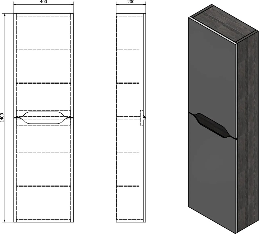 Sapho Wave koupelnová skříňka vysoká 40 x 140 x 20 cm bílá dub cuneo WA250-3025
