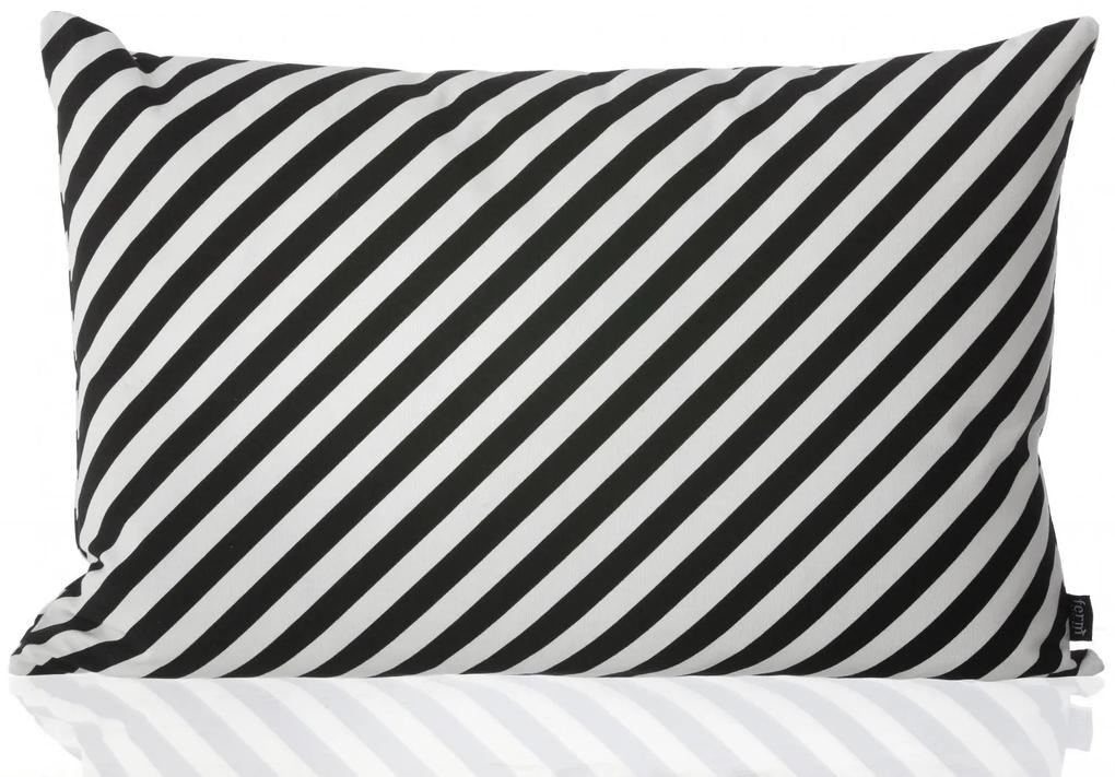 ferm LIVING Polštář Black Stripe 60x40, černá barva, bílá barva, textil