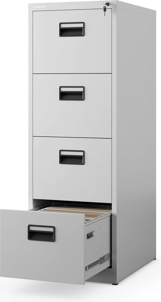 Kovová kartotéková skříň se 4 zásuvkami, šedá, 460x1320x620 mm: SARA