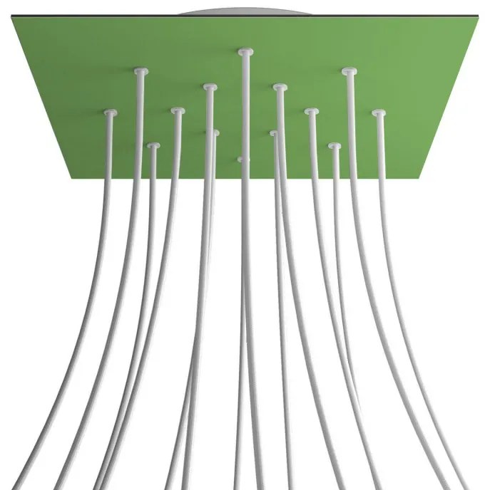 creative cables Čtvercový stropní baldachýn ROSE ONE, 400 mm, 14 otvorů a 4 boční otvory Barva komponentu: Černá zrcadlo, Barva montury: Černá