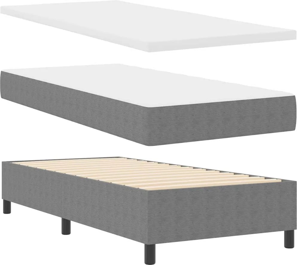 Postel s boxspringem s čelo Světle šedá a bílá 100 x 200 cm 3337543
