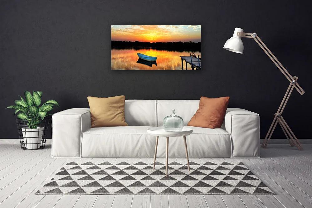 Obraz na plátně Loďka Most Jezero Krajina 140x70 cm