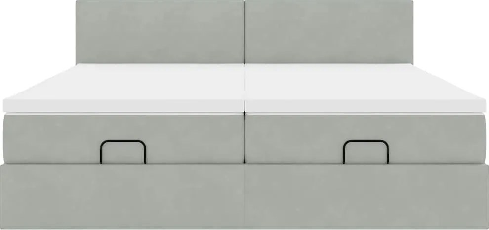 Osmanský rám postele s matracíes světle šedá 160x200cm samet 3312050