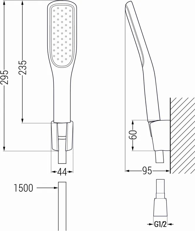 Mexen příslušenství - 1-bodový ruční sprchový set R-49, černá/zlatá,785495052-75