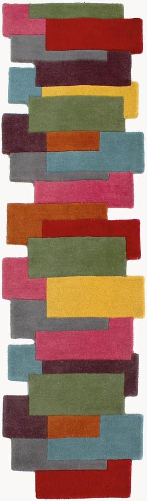 Ručně všívaný vlněný běhoun's nízkým vlasem Collage