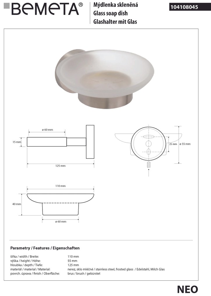 Bemeta Design NEO: Mýdlenka - 104108045