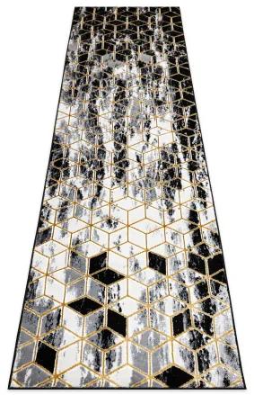 Dywany Luszczow Kusový koberec, Běhoun GLOSS moderni 409A 82 Krychle černý / šedá / zlato Rozměr koberce: 60 x 250 cm