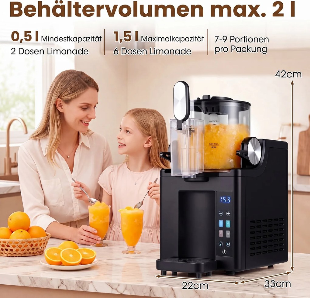 Costway 1,5 L Slush stroj s kompresorem Stroj Slushie s LED dotykovým ovládáním