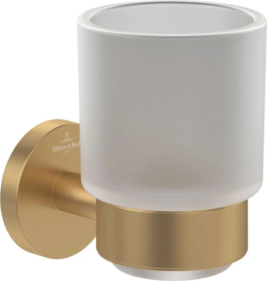Villeroy & Boch Elements Tender - Držák kartáčků a pasty, sklo/kartáčované zlato TVA15101800076