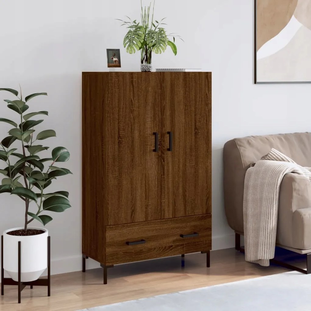 Skříň Highboard Šedá Sonoma 69,5 X 31 X 115 Cm Kompozitní Dřevo Hnědý dub