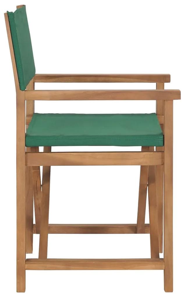 Skládací režisérské židle 2 ks zelené masivní teakové dřevo,  360090