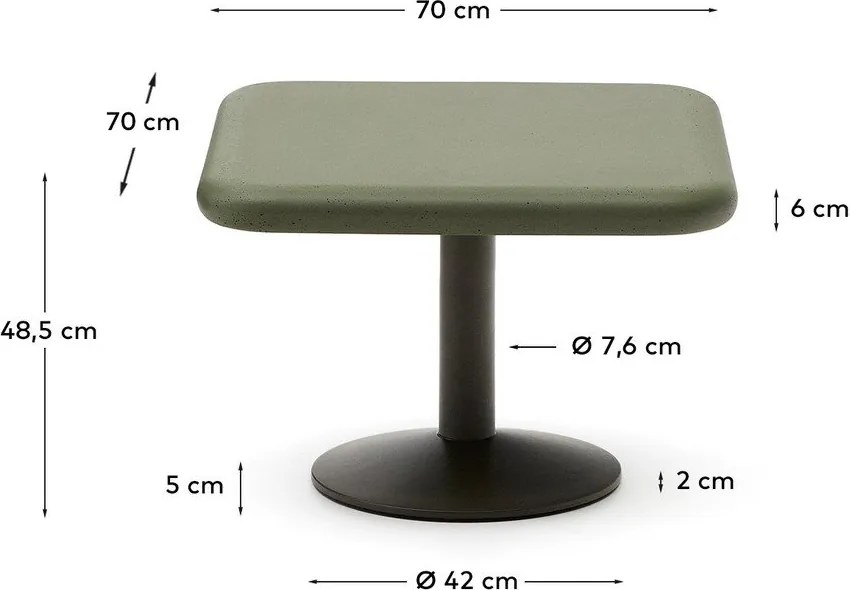 Zahradní konferenční stolek s betonovou deskou 70x70 cm Esilda – Kave Home