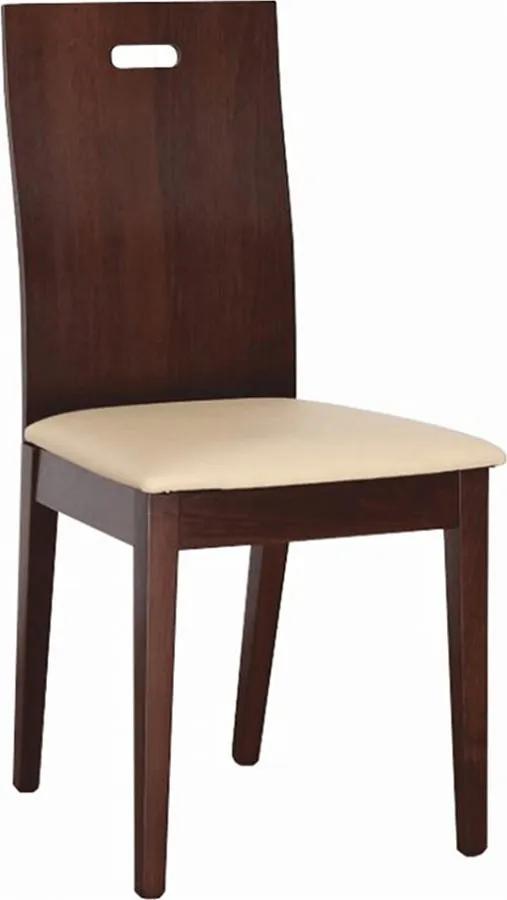 Tempo Kondela Designová dřevéná jídelní židle ABRIL, ekokůže béžová/ořech