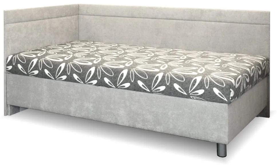 Čalouněná postel s úložným prostorem Sára, 140x200 cm , Šedozelená-černá