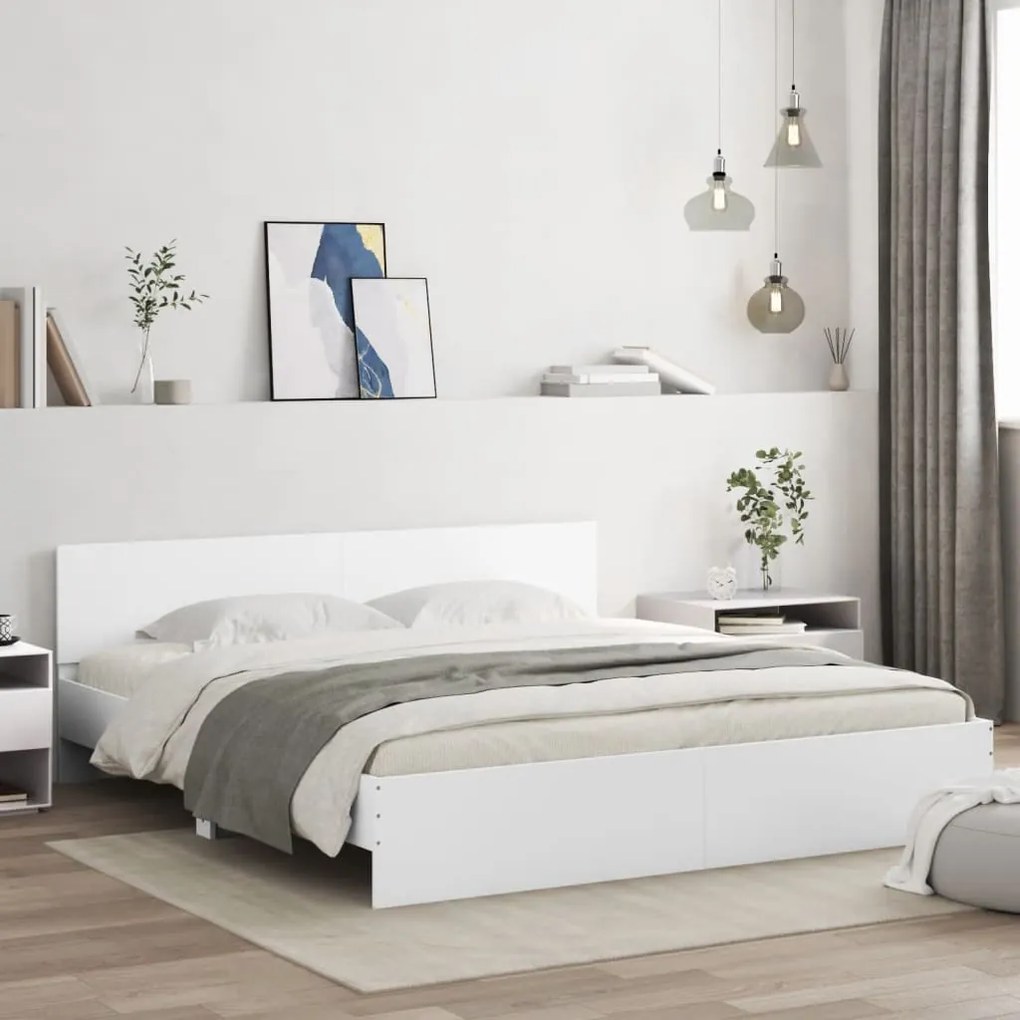 Rám postele s čelem a LED osvětlením bílý 180 x 200 cm 3207588
