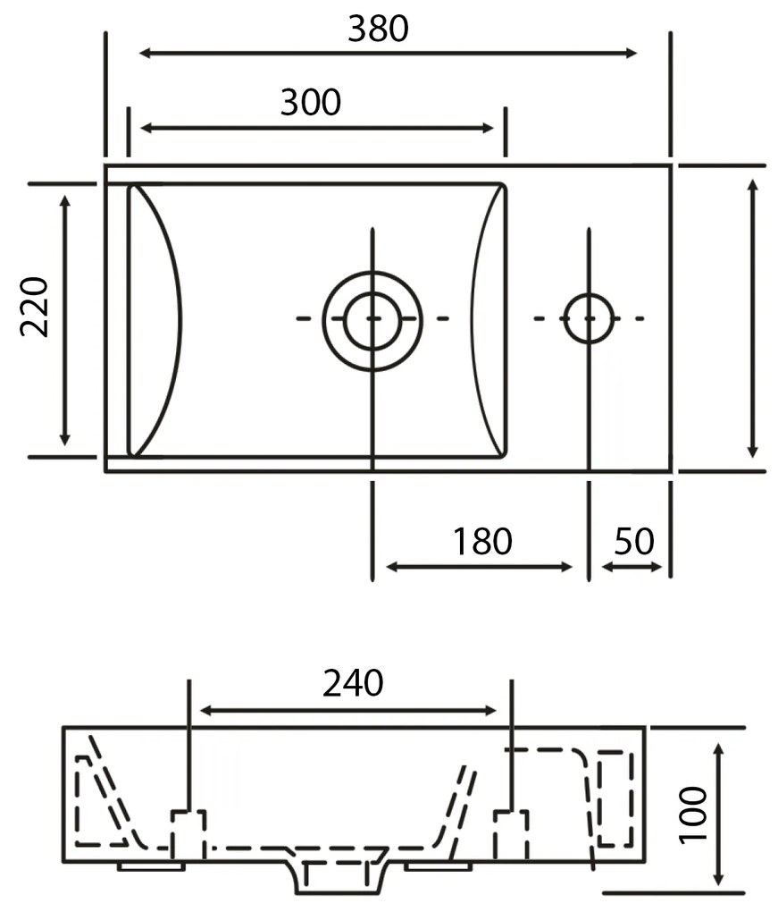 Sapho Sapho, MARGITHA keramické umyvadlo 38x22cm, otvor pro baterii vpravo, bílá, MGT3822